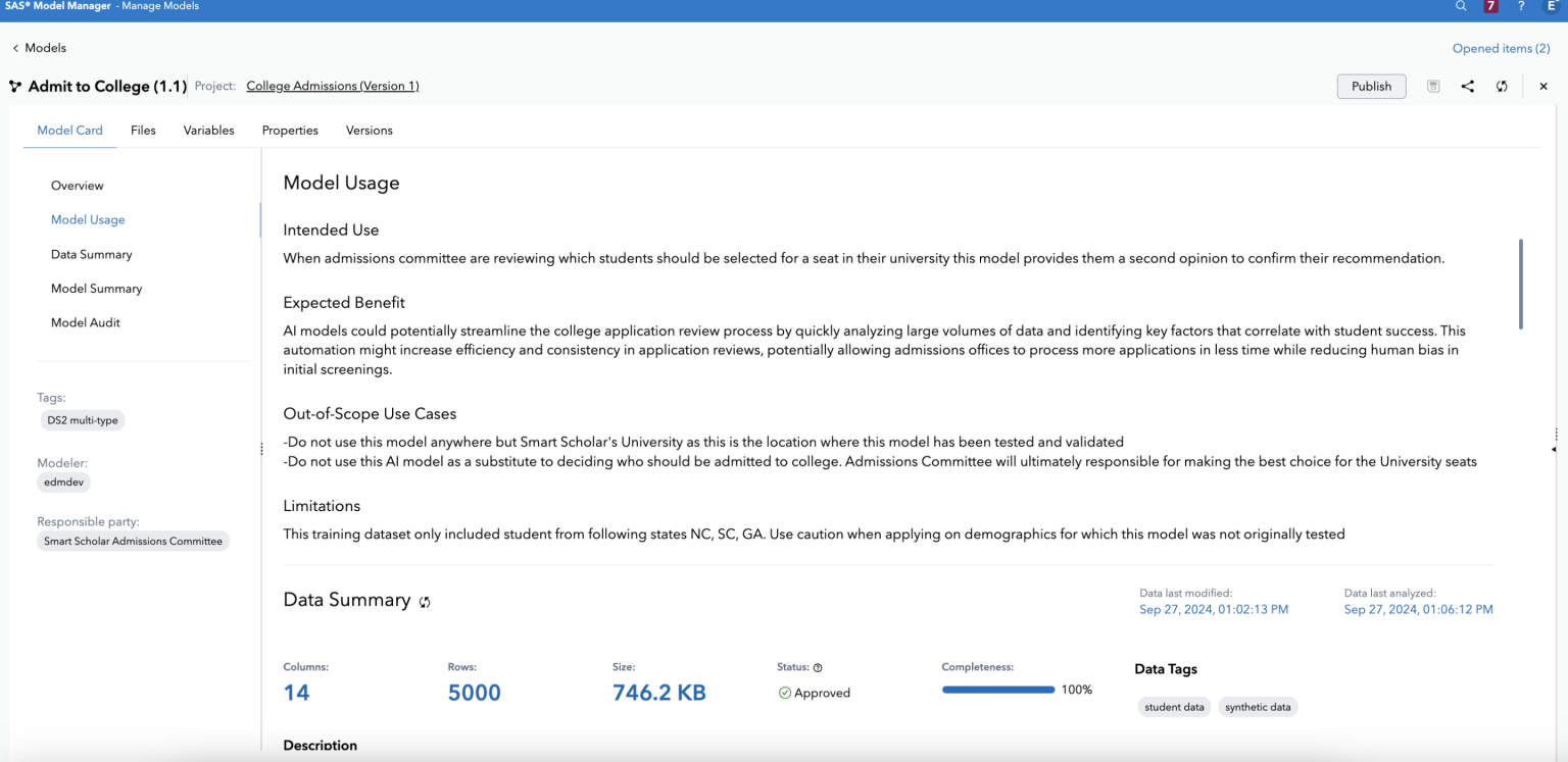 5 keys to creating effective model cards - SAS Voices