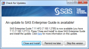 SAS Enterprise Guide now updates itself - The SAS Dummy