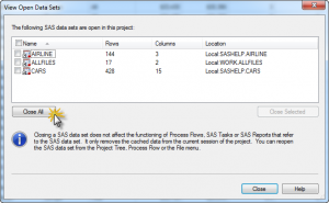 Tip: How to close all data sets in SAS Enterprise Guide - The SAS Dummy