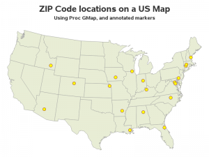 Plotting markers on a map at zip code locations, using GMap or SGplot ...