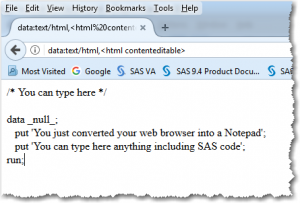 Using a web browser as a SAS code editor - SAS Users