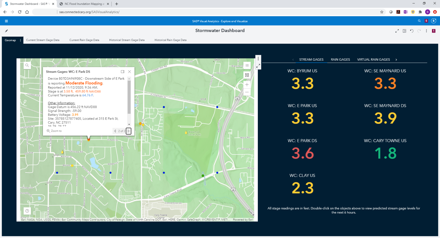 Cary flood-stormwater dashboard - Government Data Connection